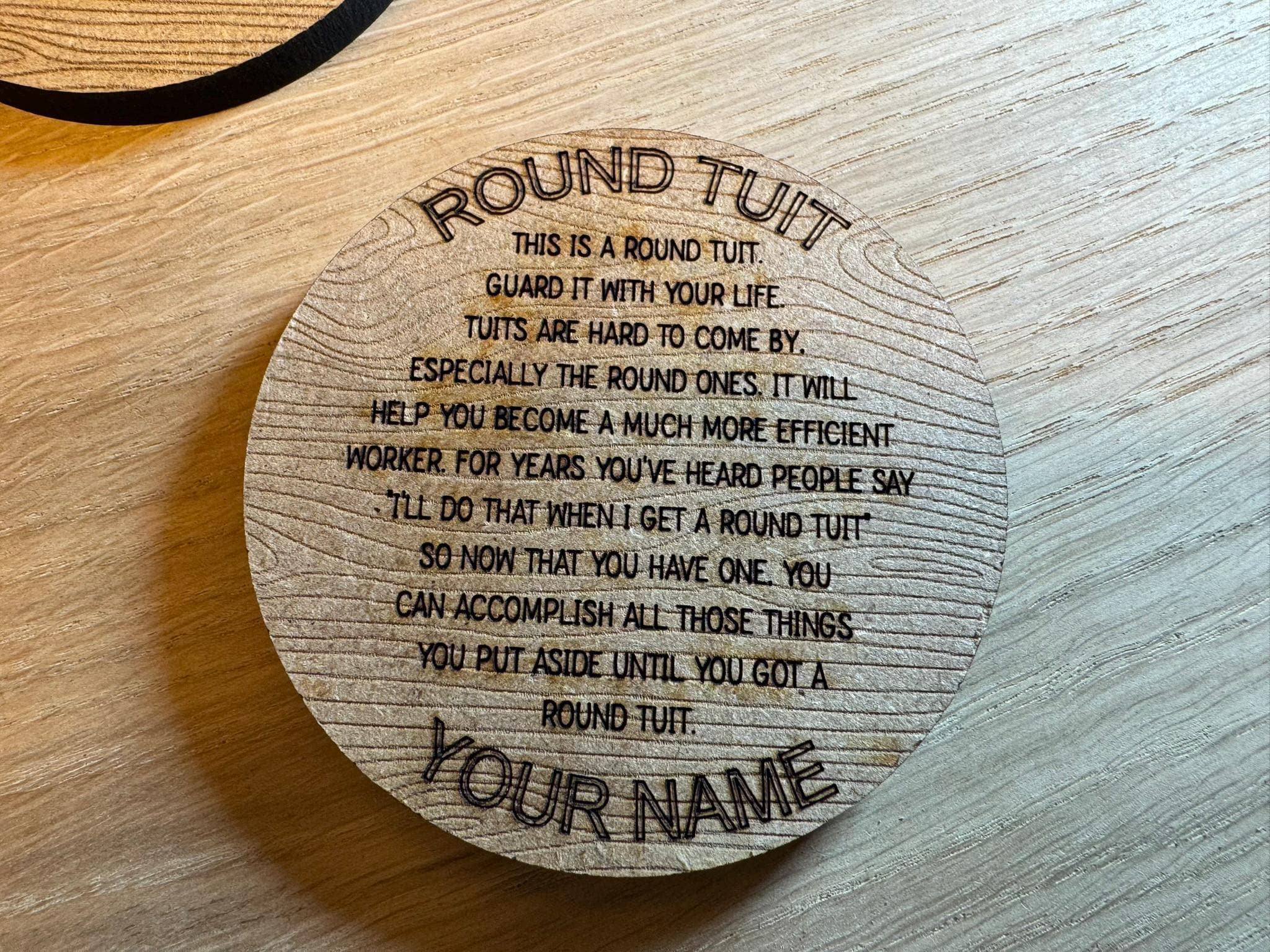 Laser Cut Pine 'round Tuit' - Funny DIY Gift - Etsy