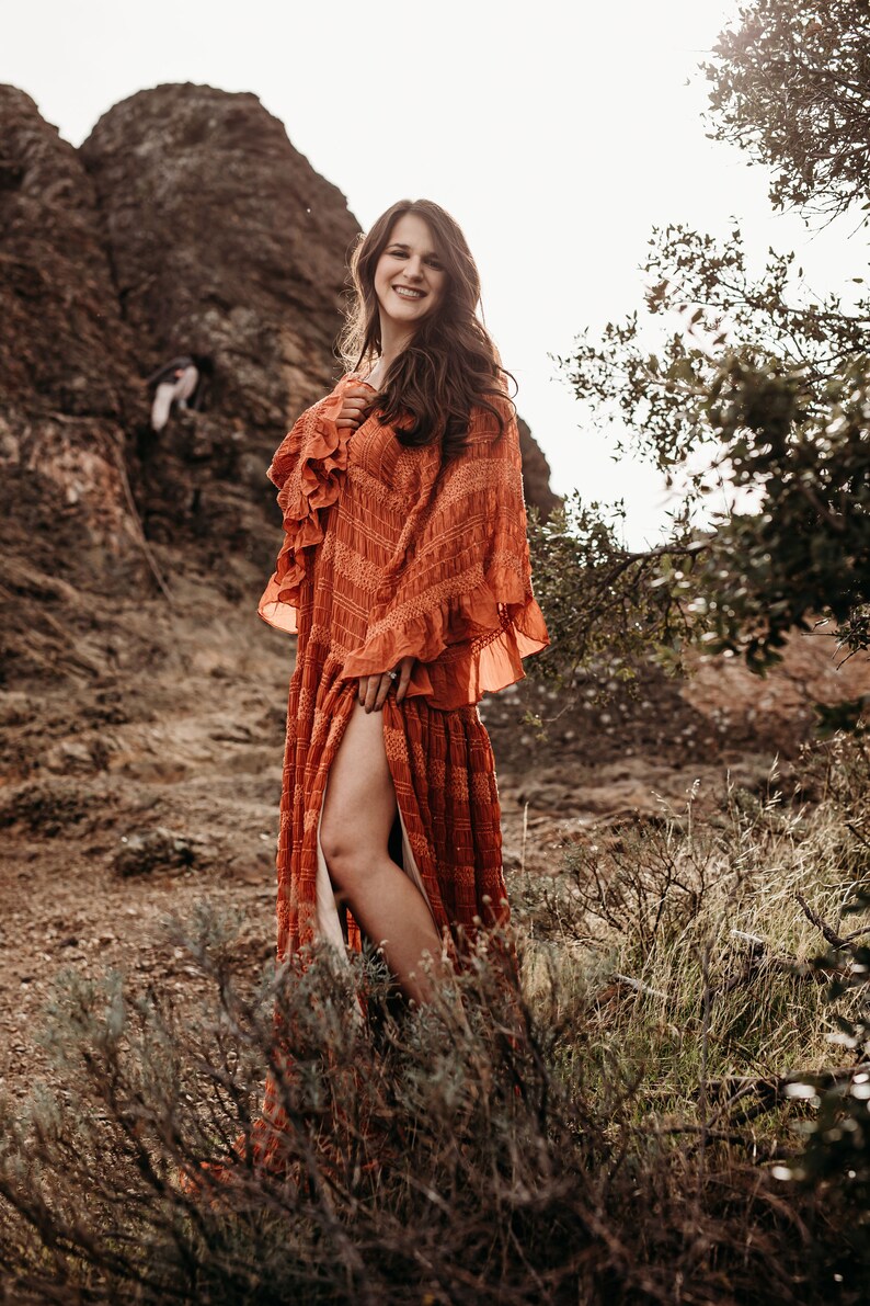 Cora Boho Rust Lace Wedding Dress/ Maternity Dress/baby Shower Dress ...