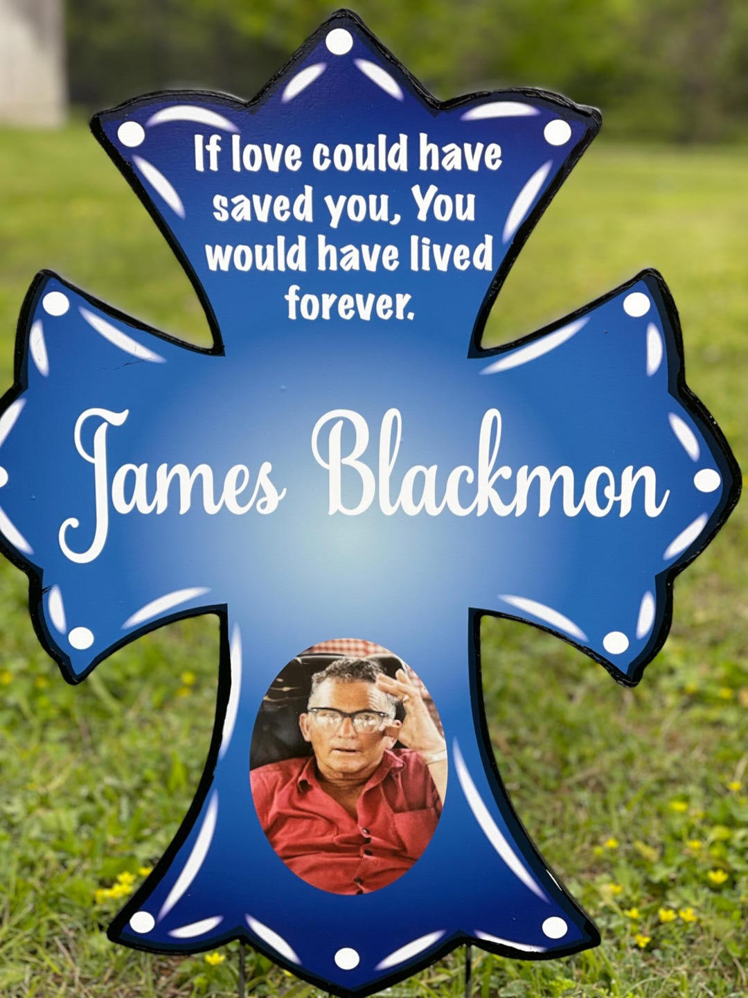 In Loving Memory Cross With Picture Memorial Yard Signs With Stakes ...