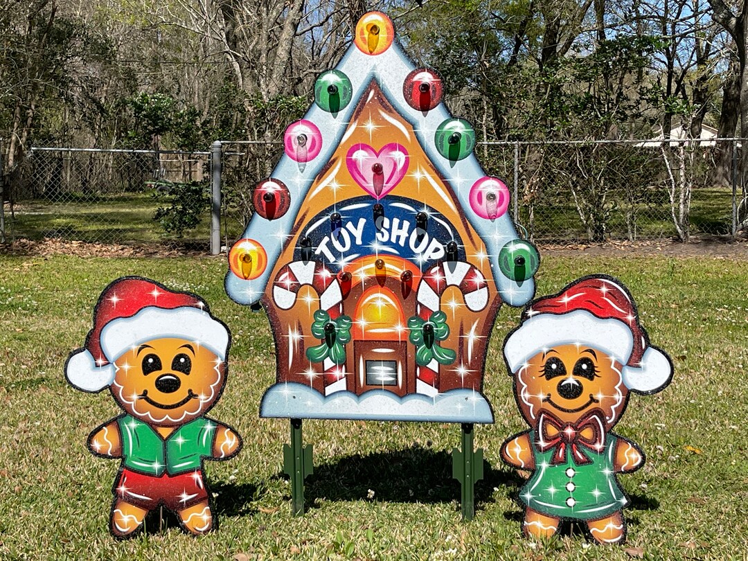 Christmas Yard Art See Video Gingerbread Toy Shop House With Girl & Boy ...