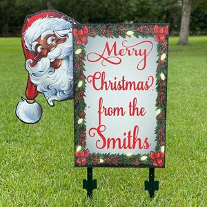 Christmas Yard Art Personalized Santa Side Sign Santa Clause Outdoor ...
