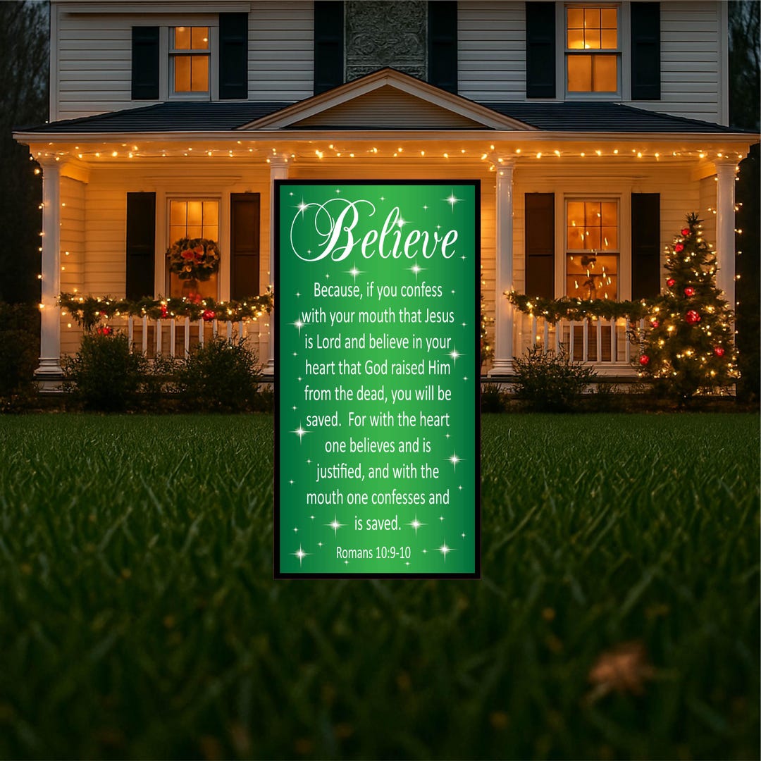 Romans 10:9 Bible Verse Yard Decor, Christian Christmas Yard Art ...