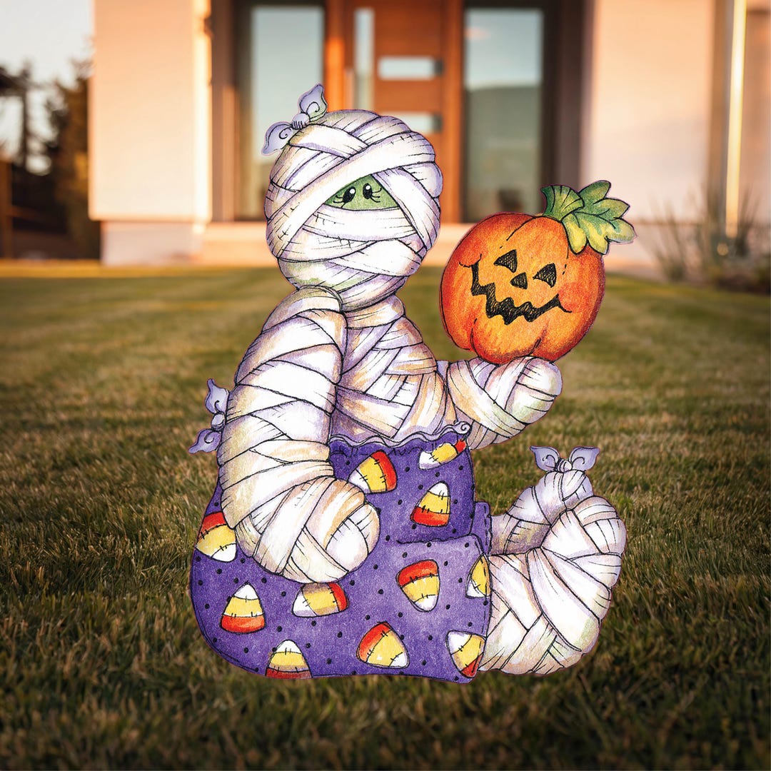 Cute Mummy Halloween Yard Signs With Stakes, Outdoor Halloween ...