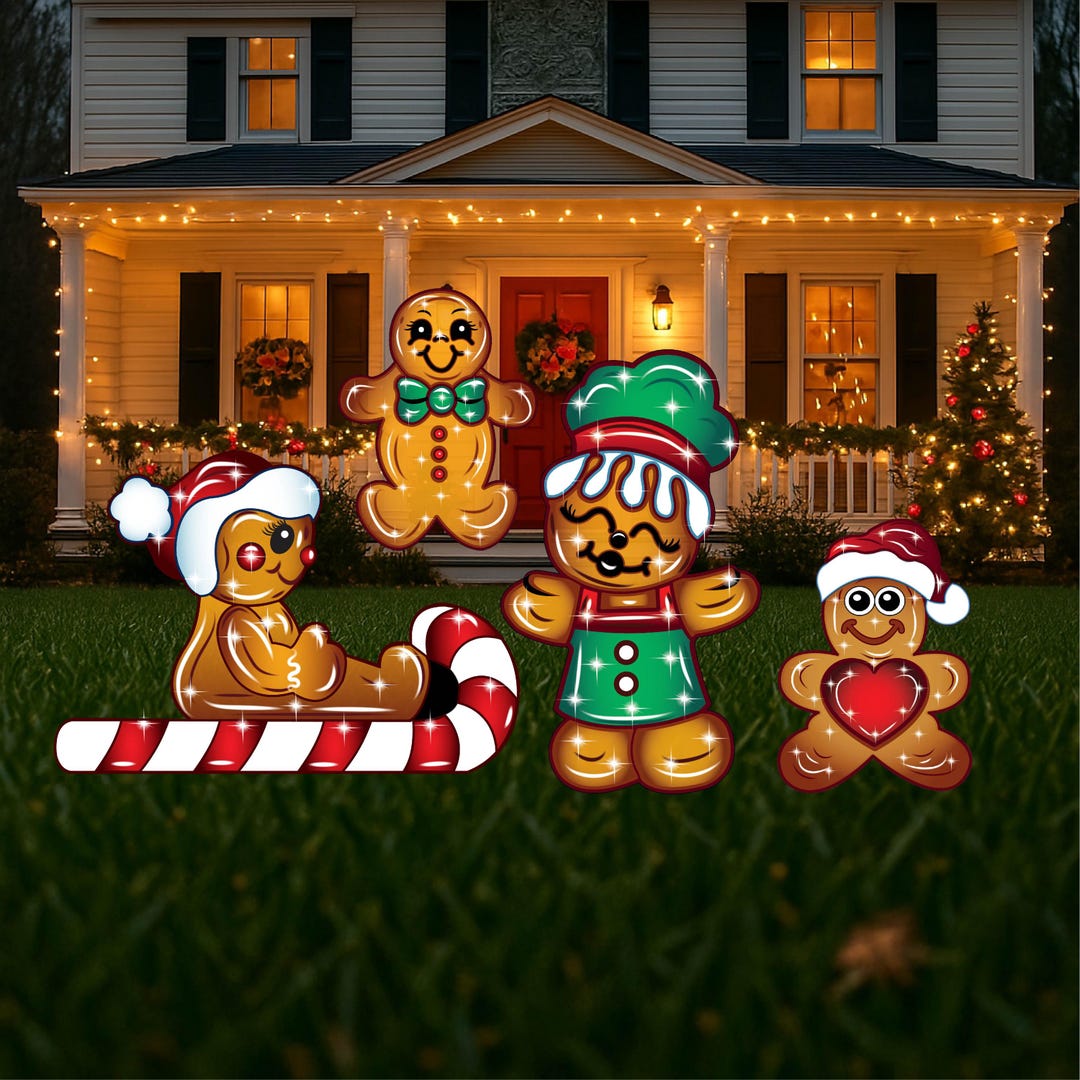 Cute Gingerbread Outside Decor for Yard, Gingerbread Cookie Holiday ...