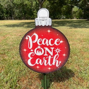 Christmas Yard Art Wooden Christmas Bulb Peace on Earth Outdoor ...