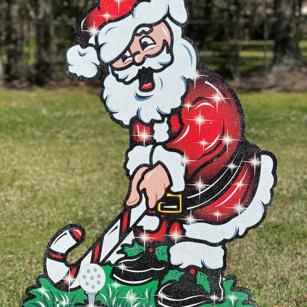 Golfing Santa Yard Art - Etsy