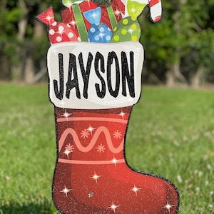Personalized Christmas Stocking Holiday Yard Decor, Cute Christmas ...