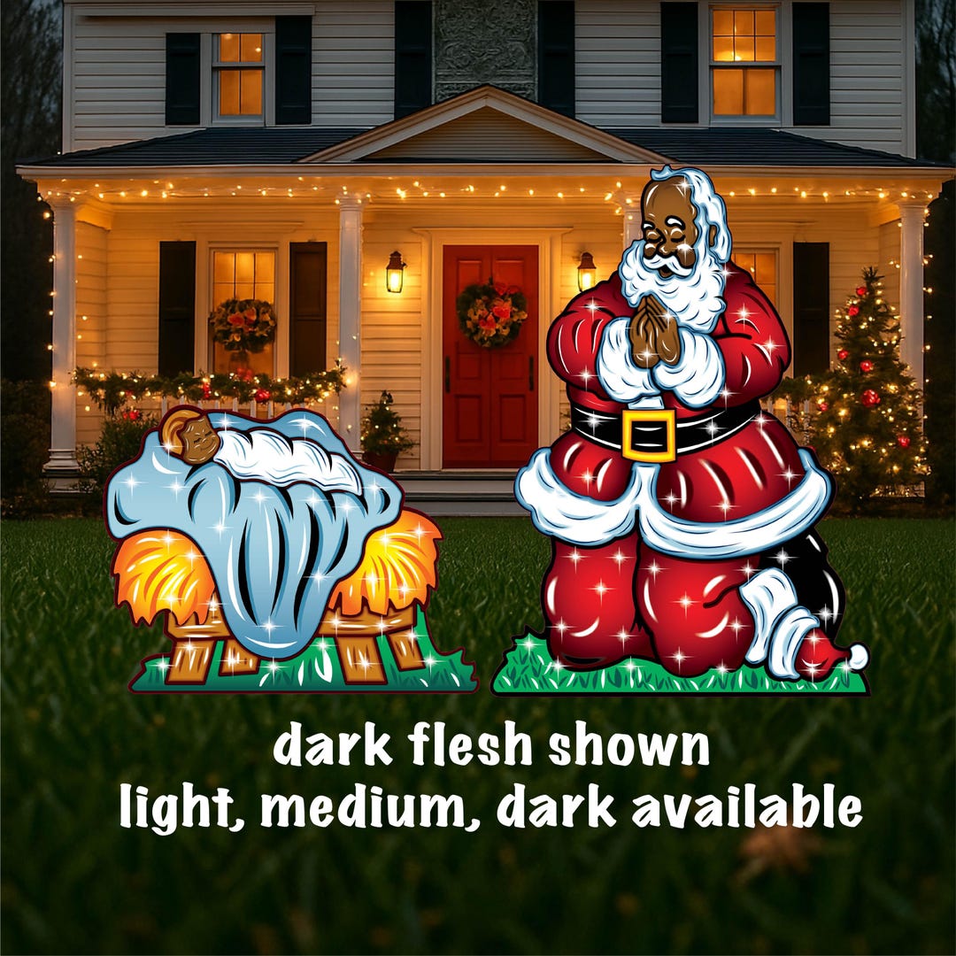 Santa Claus Praying Over Baby Jesus Christian Christmas Yard Art Wood ...