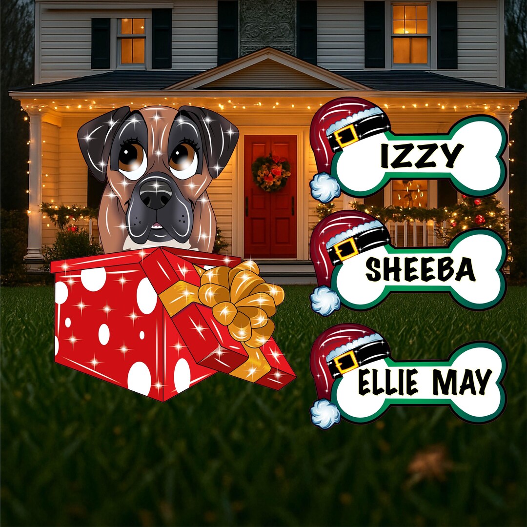 Personalized Boxer Dog Christmas Yard Decorations, Boxer Dog Outdoor ...