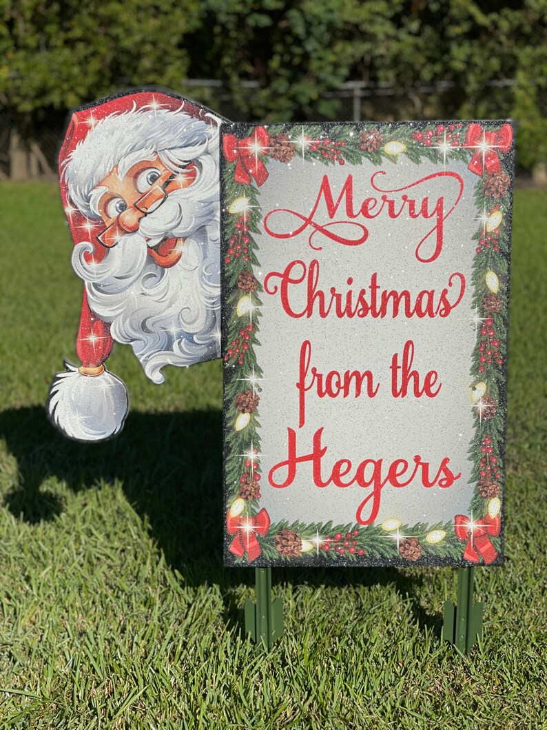 Christmas Yard Art Personalized Santa Side Sign Santa - Etsy