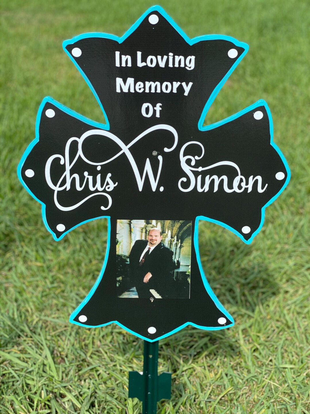 In Loving Memory Cross With Picture Memorial Yard Signs With Stakes ...