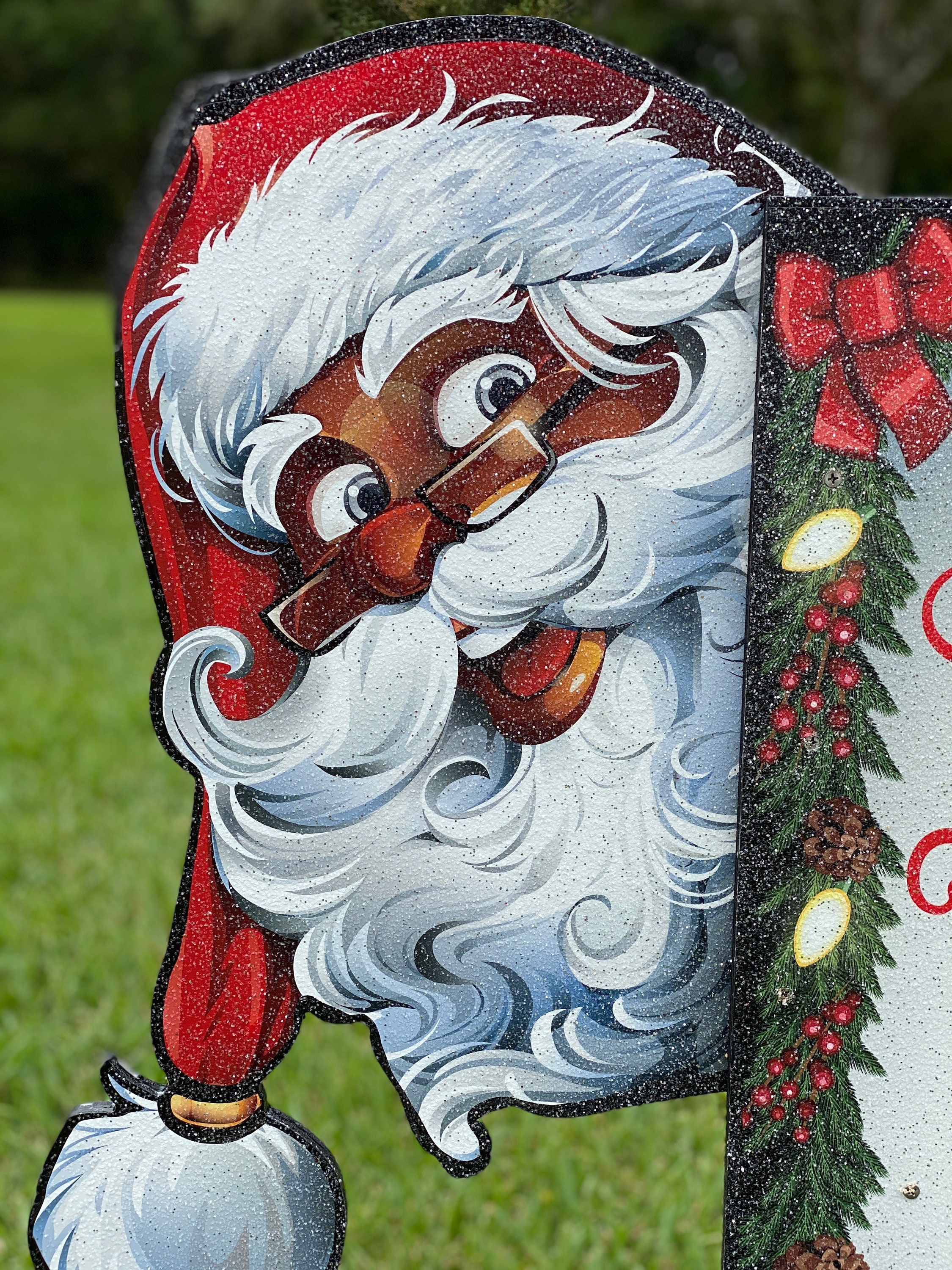 Christmas Yard Art Personalized Santa Side Sign Santa | Etsy