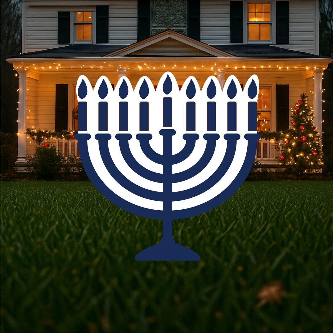 Lighted Menorah Hanukkah Outdoor Decor Yard Art, Jewish Garden Signs ...