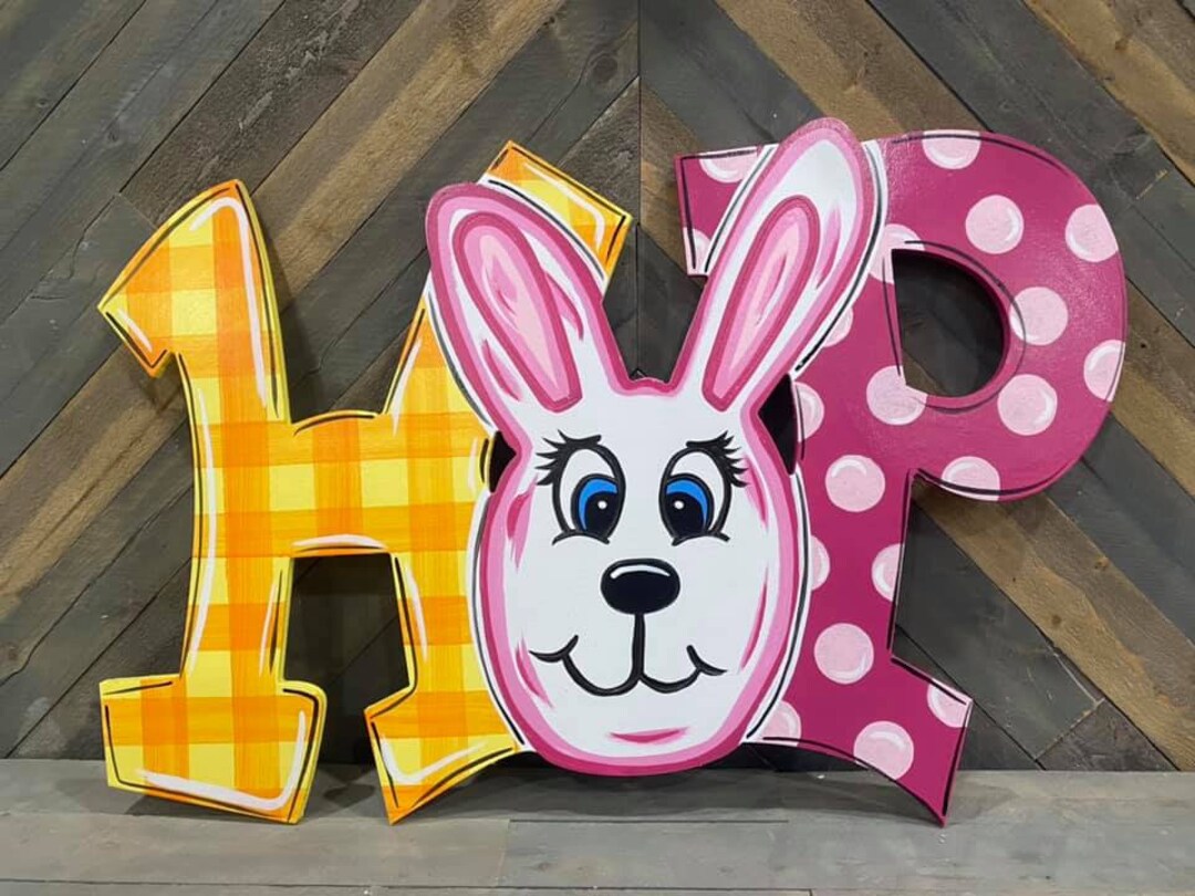 Easter Yard Art Painted Easter Yard Art Hoppy Easter Sign - Etsy
