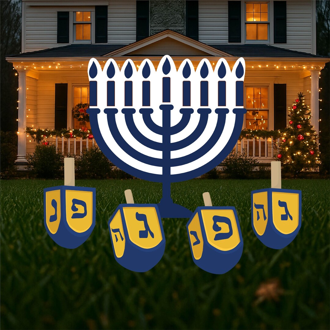 Lighted Menorah Hanukkah Yard Sign, Festival of Lights Chanukah Wood ...