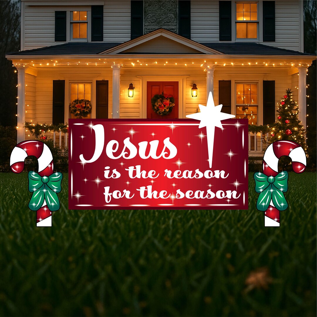 Jesus is the Reason for the Season Christian Christmas Yard Sign Wood ...
