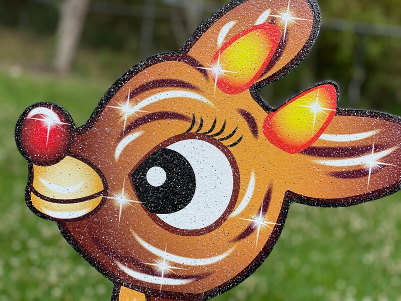 Rudolph Yard Signs, Outdoor Christmas Reindeer Yard Display, Candy Cane ...
