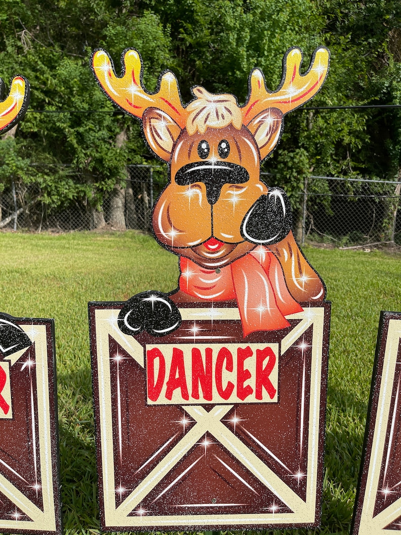 Santa's Reindeer Stable Christmas Yard Characters Set of 9, Cute ...