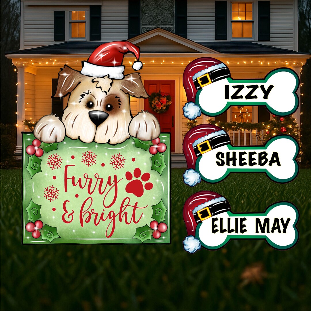 Furry and Bright Dog Christmas Yard Decoration, Personalized Santa Dog ...