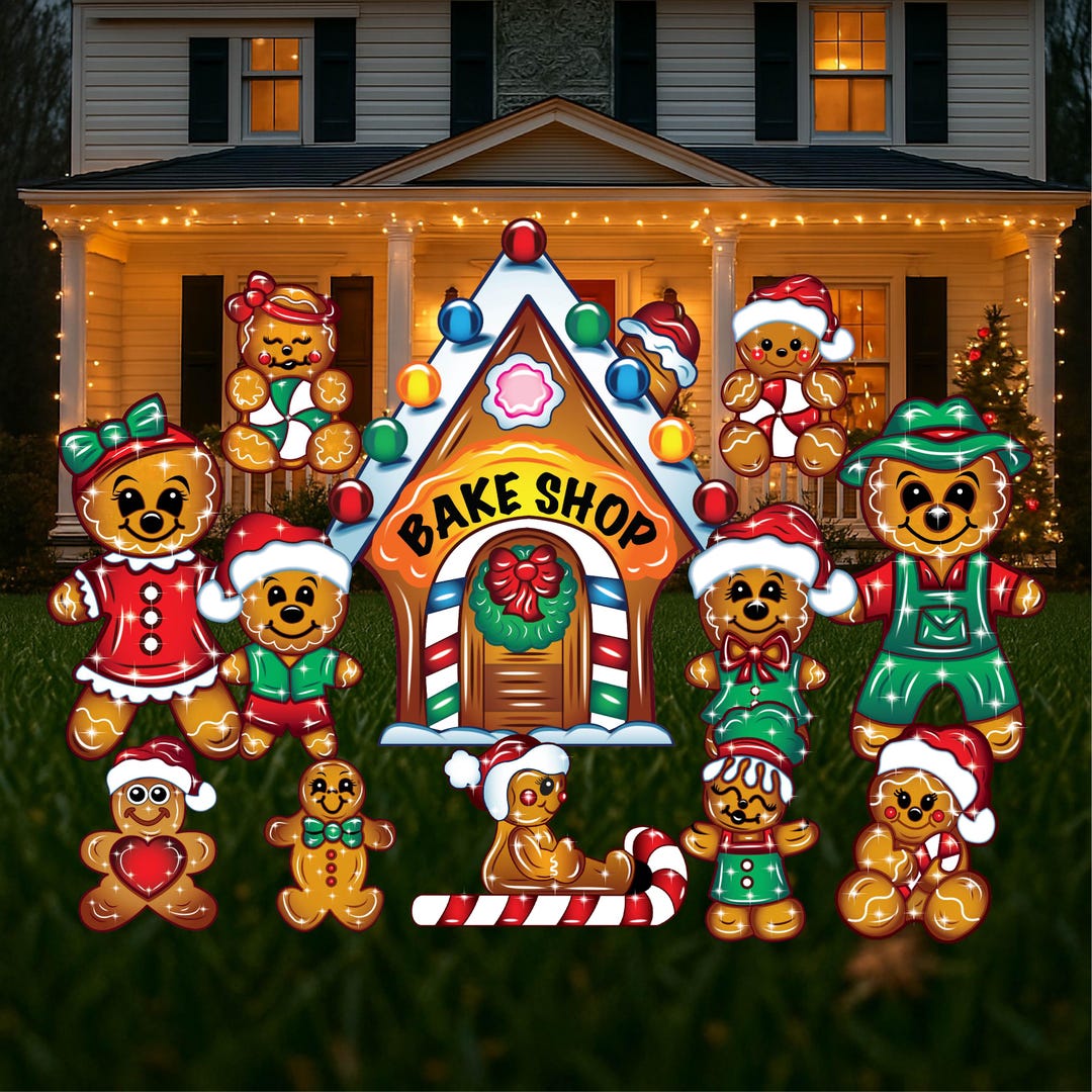 Lighted Gingerbread Village Outdoor Lawn Decorations SET OF 12 ...