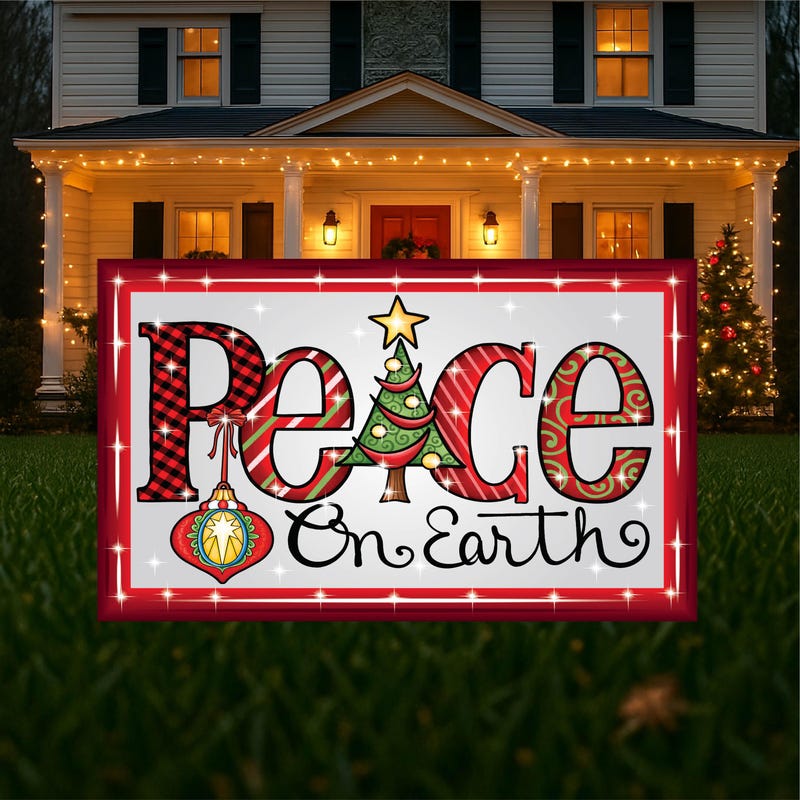 Peace on Earth Lighted Outdoor Sign - Etsy