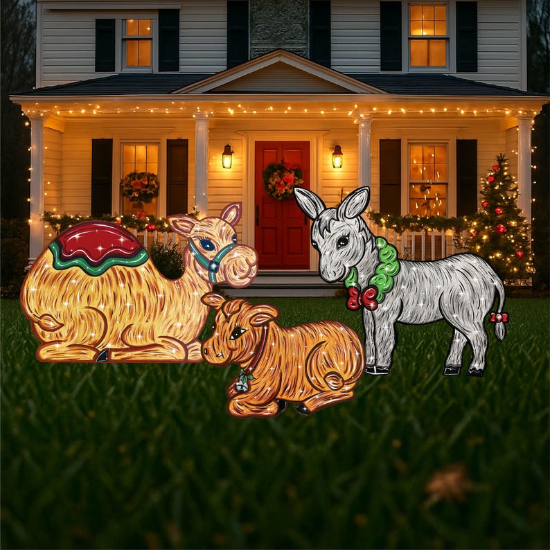 Nativity Camel Yard Art, Cute Christmas Donkey Lawn Ornament, Nativity ...