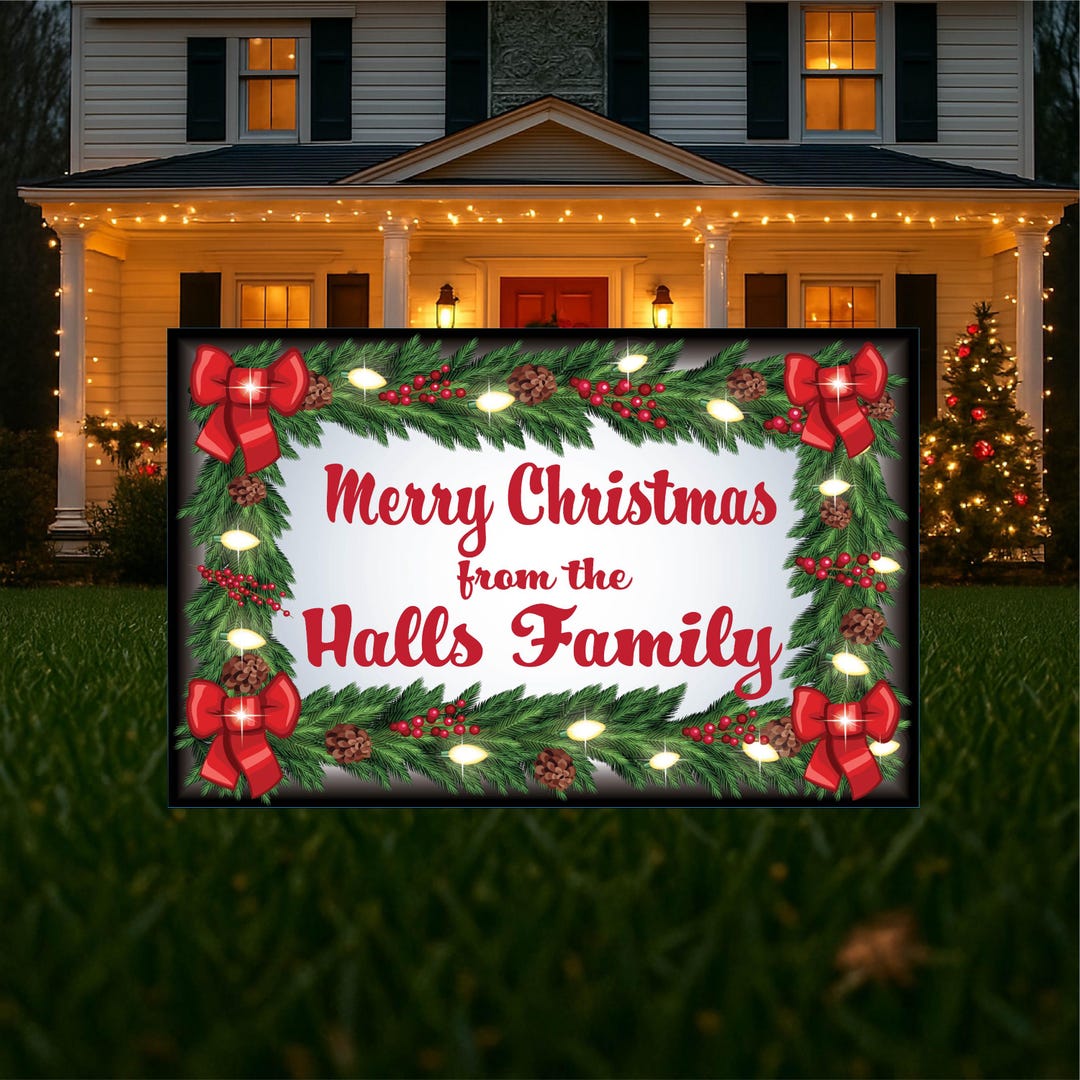 Personalized Merry Christmas Yard Signs, Holiday Outdoor Wood ...