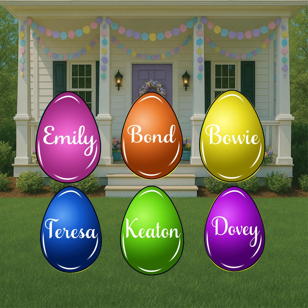 Personalized Easter Egg Yard Sign, Whimsical Easter Egg for Outside ...