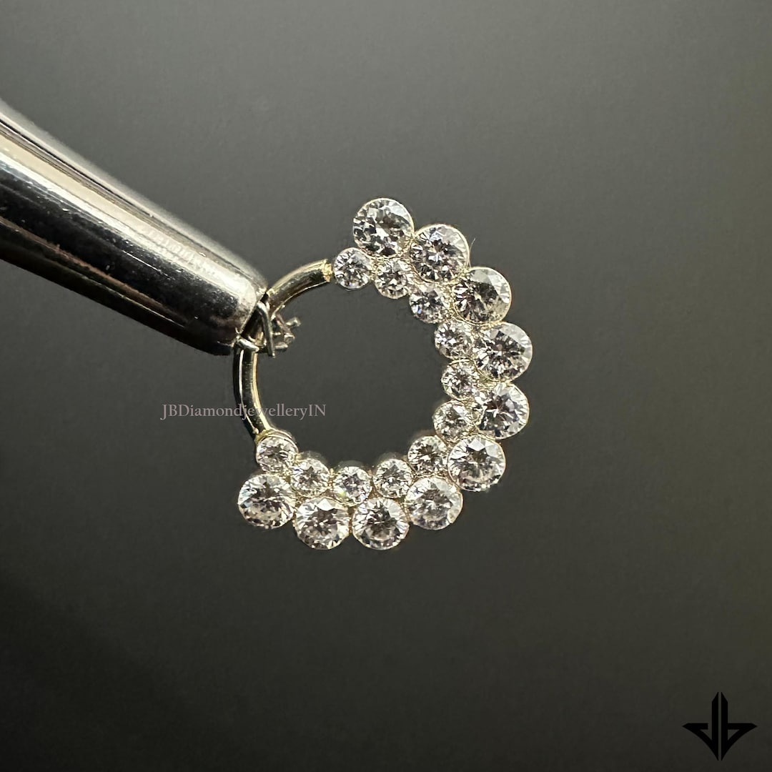 14K Gold Lab-grown Diamond Septum Clicker: Daith Hoop Nose Ring - Etsy ...