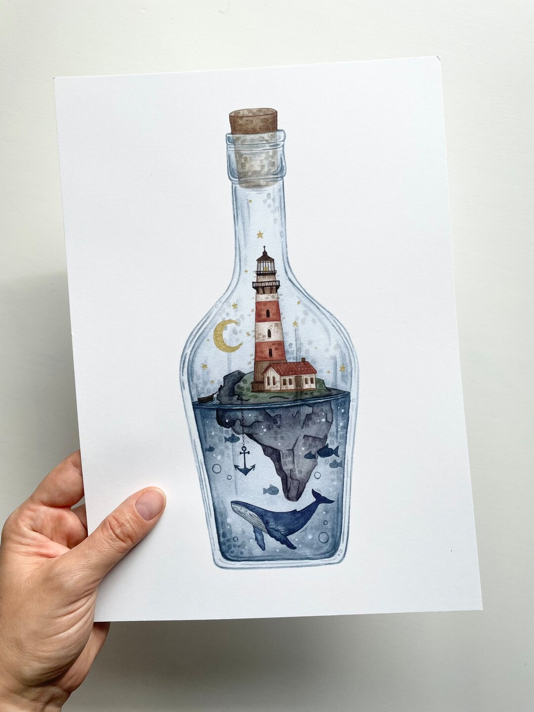 Poster "lighthouse Bottle" | Offset Print A4 | KD-003 - Etsy