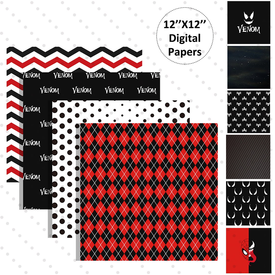 Venom Clipart,clip Art and Digital Paper Set， Superhero Venom Clip Art ...