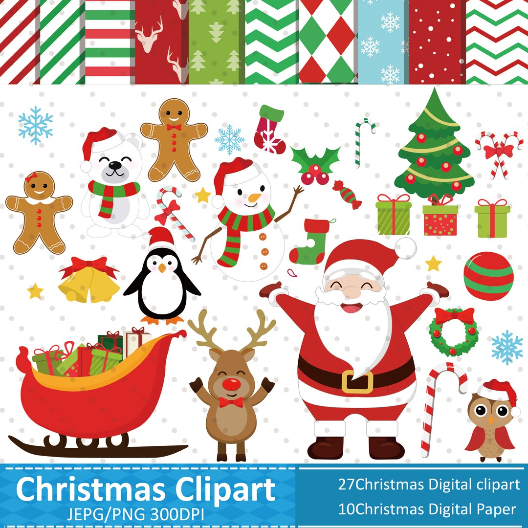 Christmas Clipart,clip Art and Digital Paper Set,merry Christmas Images ...
