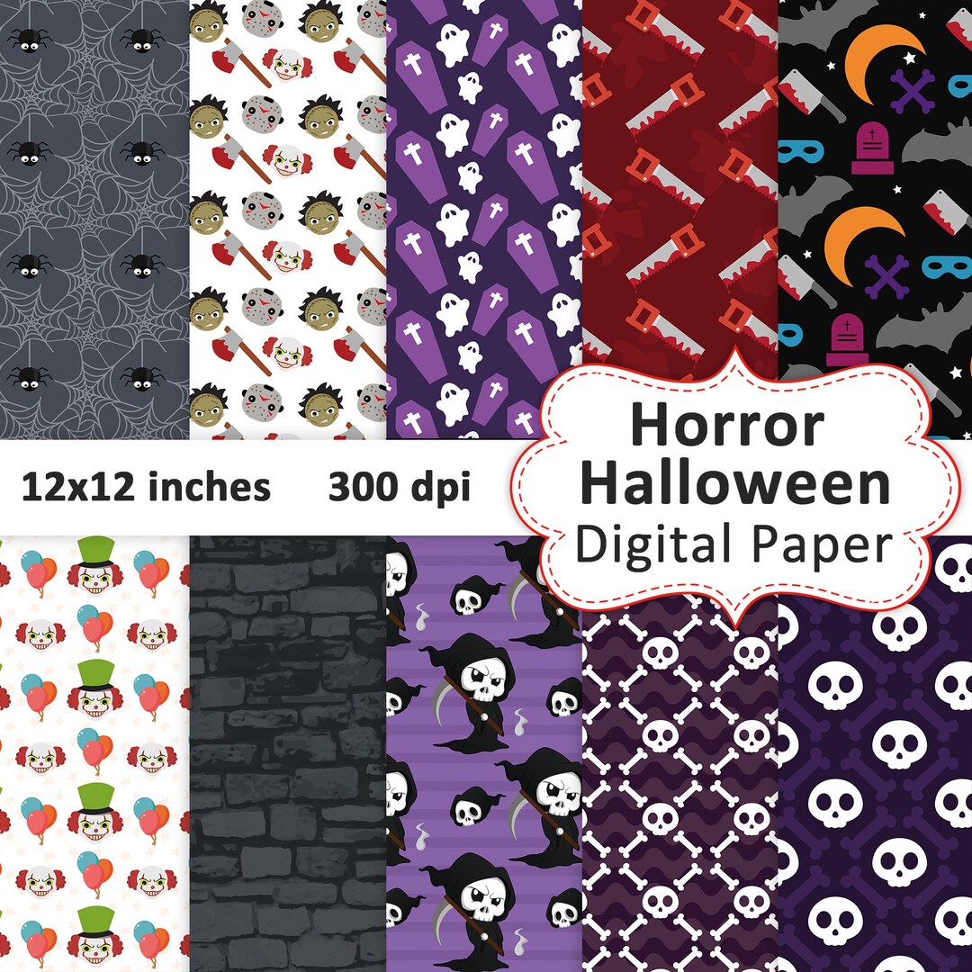 Horror Halloween Digital Papers, Instant Download,magic Themed Birthday ...