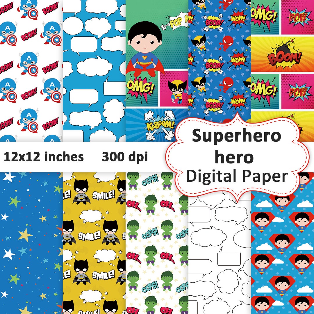 Superhero Hero Digital Papers, Instant Download, Comics, Superhero ...