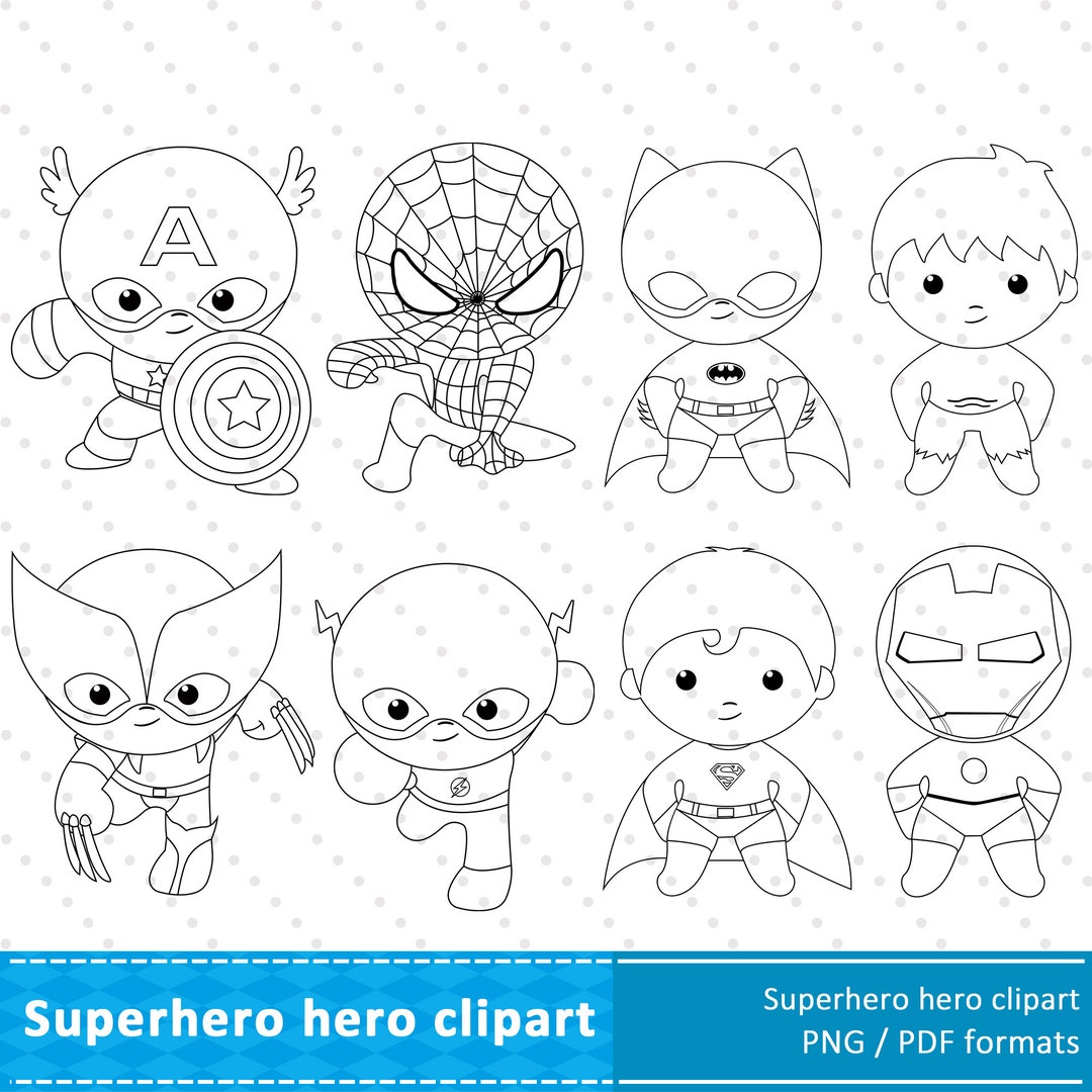 Superheroes Black and White Cliparts Superheroes Coloring Superheroes ...