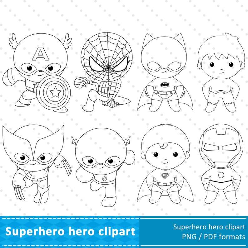 Superheroes Black and White Cliparts Superheroes Coloring Superheroes ...