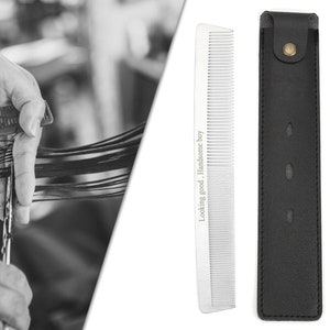 Personalized Comb with Leather Pouch Barber Combs Metal | Etsy