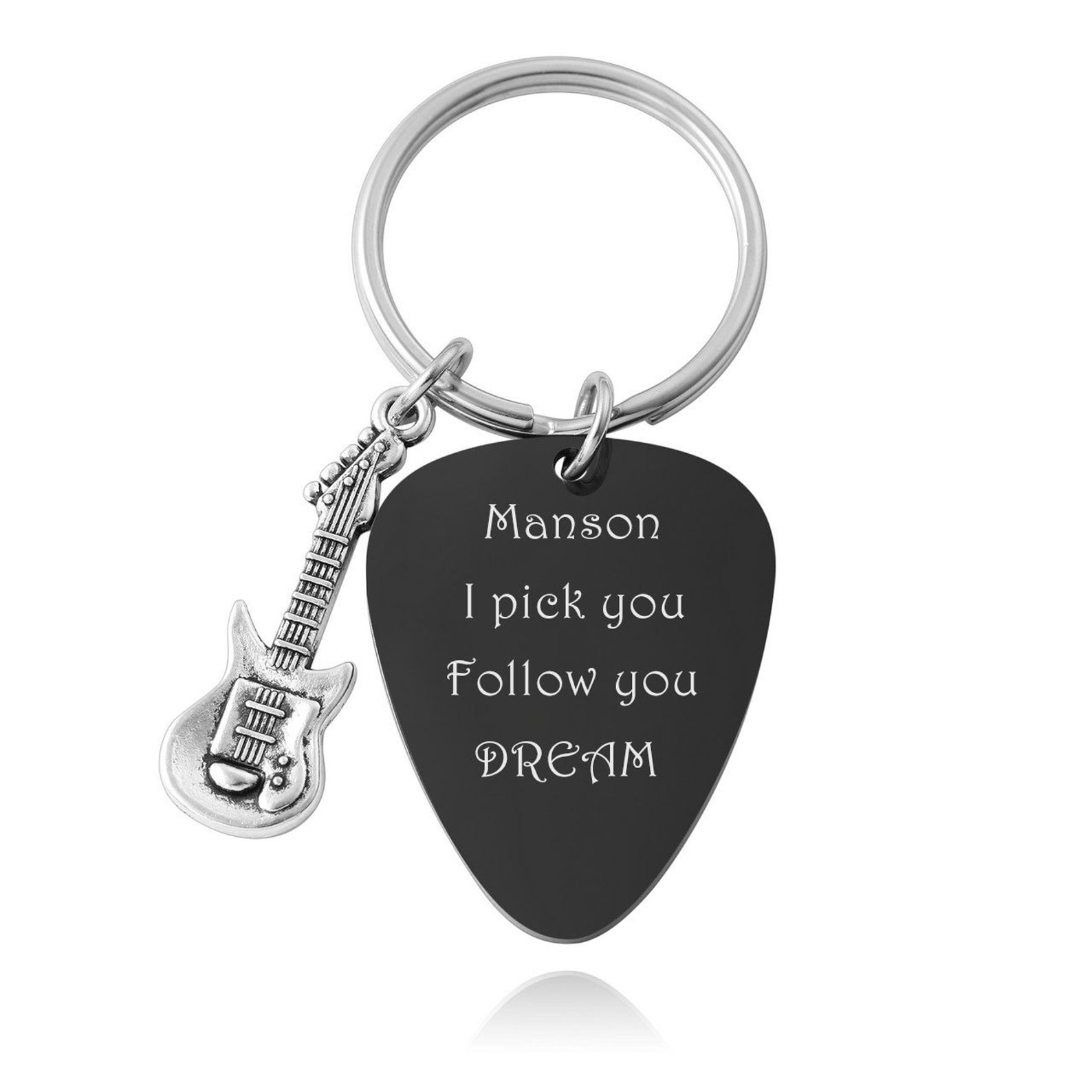Guitar Pick Key Chain Custom Guitar Pick Message - Etsy