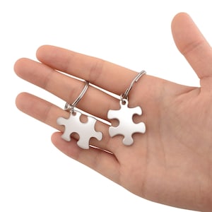 Personalized Jigsaw Puzzle Piece Key Chains Set of 4, Family Keychain ...