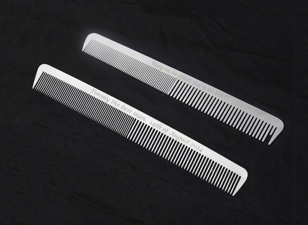 Personalized Stainless Steel Comb With Leather Pouch: Engraved Barber ...