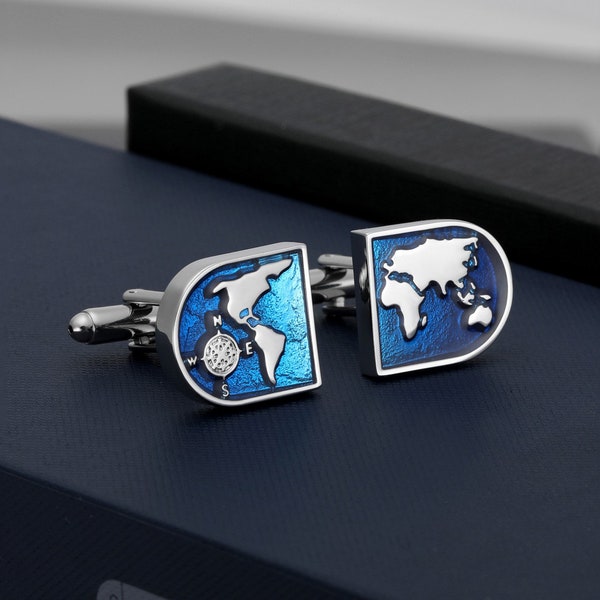World Map Cufflinks - Etsy