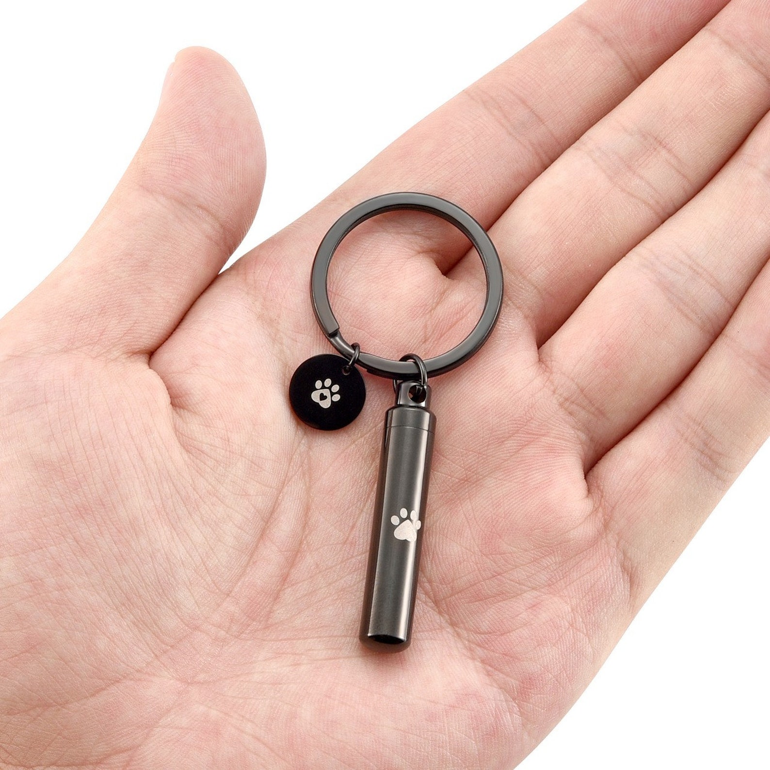 Custom Paw Print Urn Keychain, Memorial Keyring, Cremation Jewelry, Ash ...