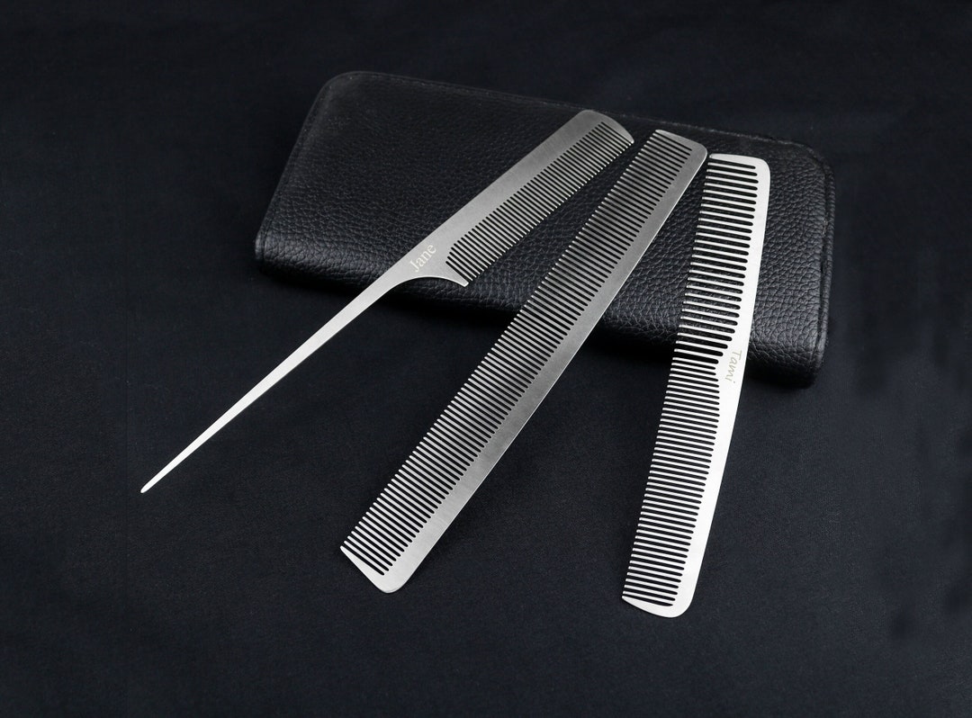 Personalized Stainless Steel Hair Comb: Engraved Barber or Salon Gift ...