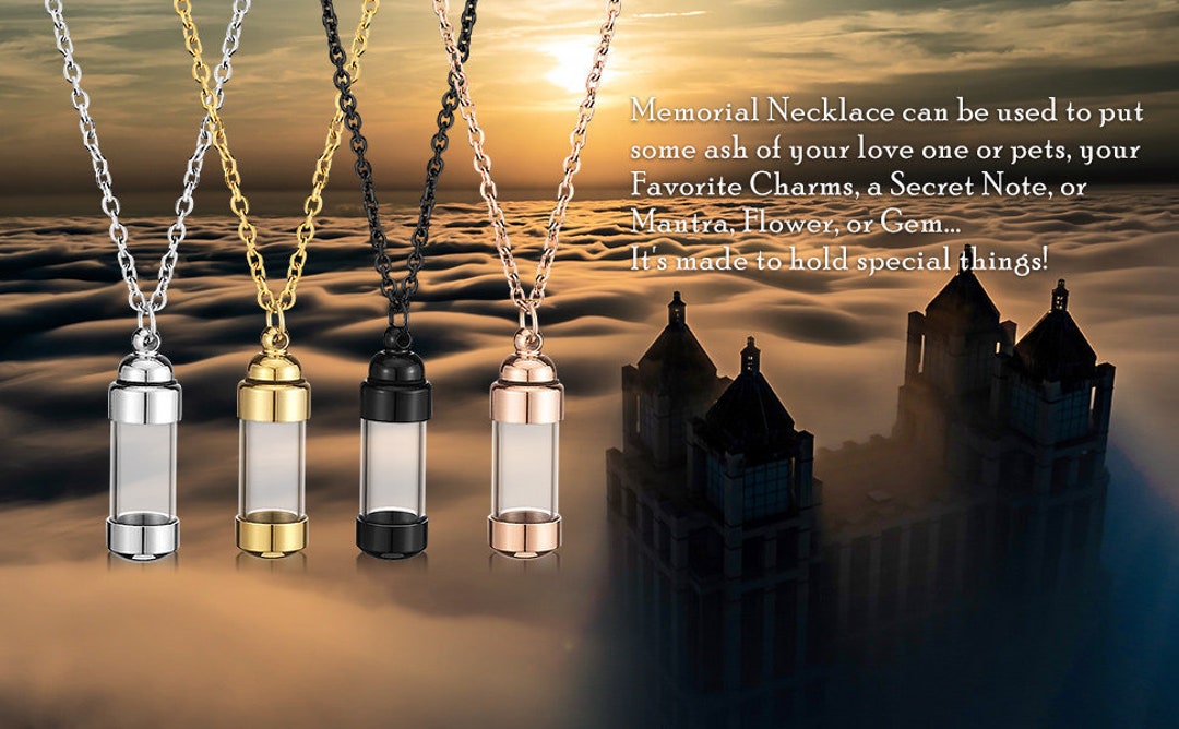Stainless Steel Urn Necklace Acrylic Ashes Charm Memorial - Etsy