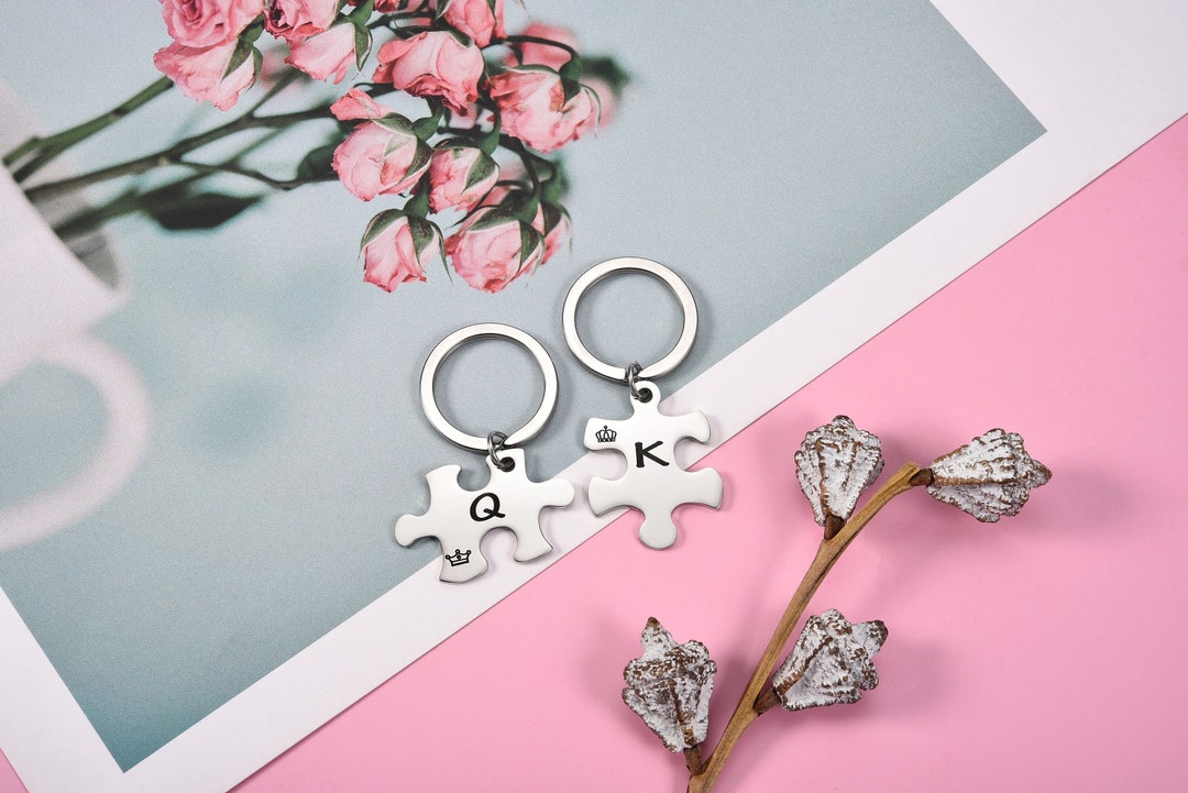 His Queen Her King Key Chain Set Personalized Couple - Etsy UK