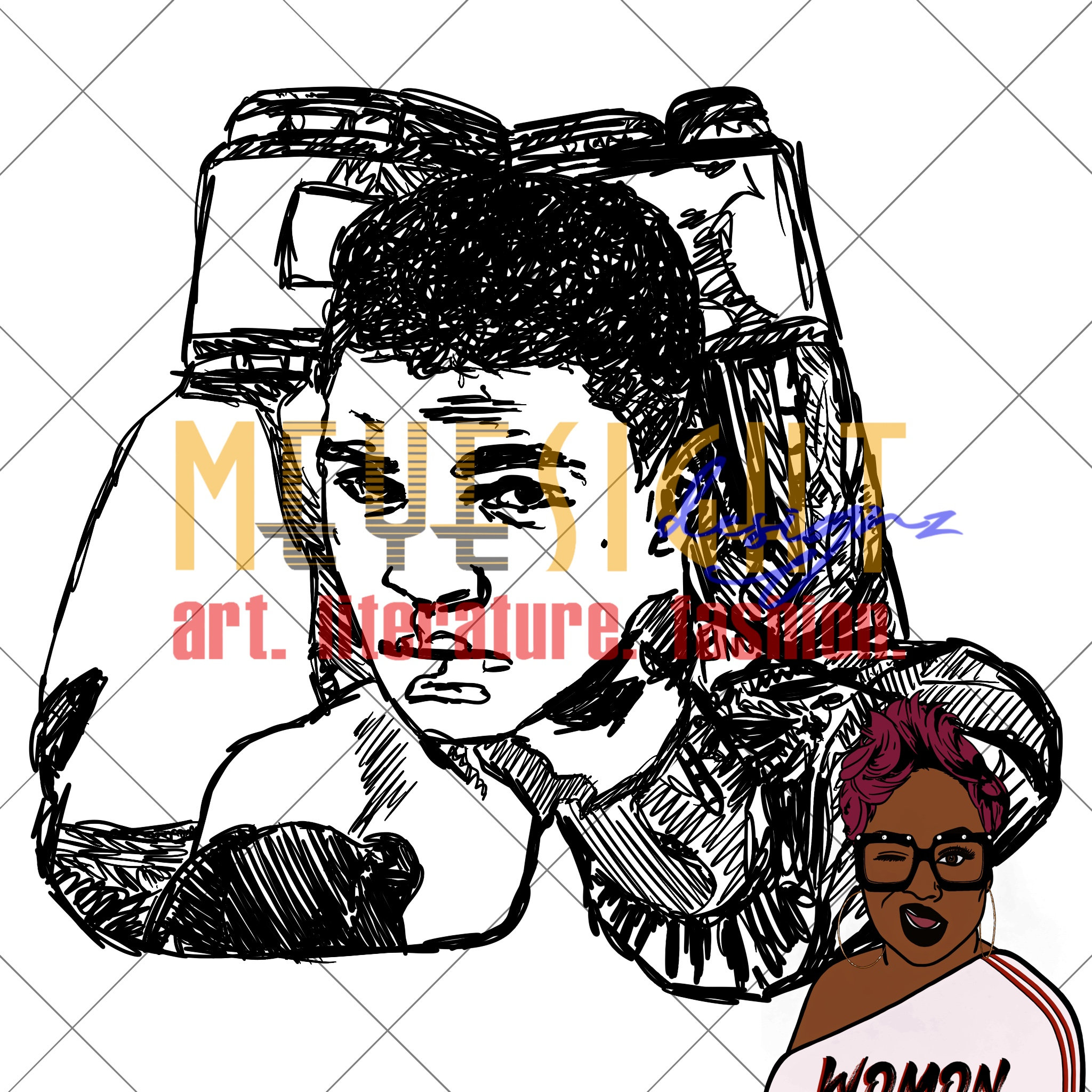 Digital Download Muhammad Ali Abstract Sketch Wall Art Set PNG L ...