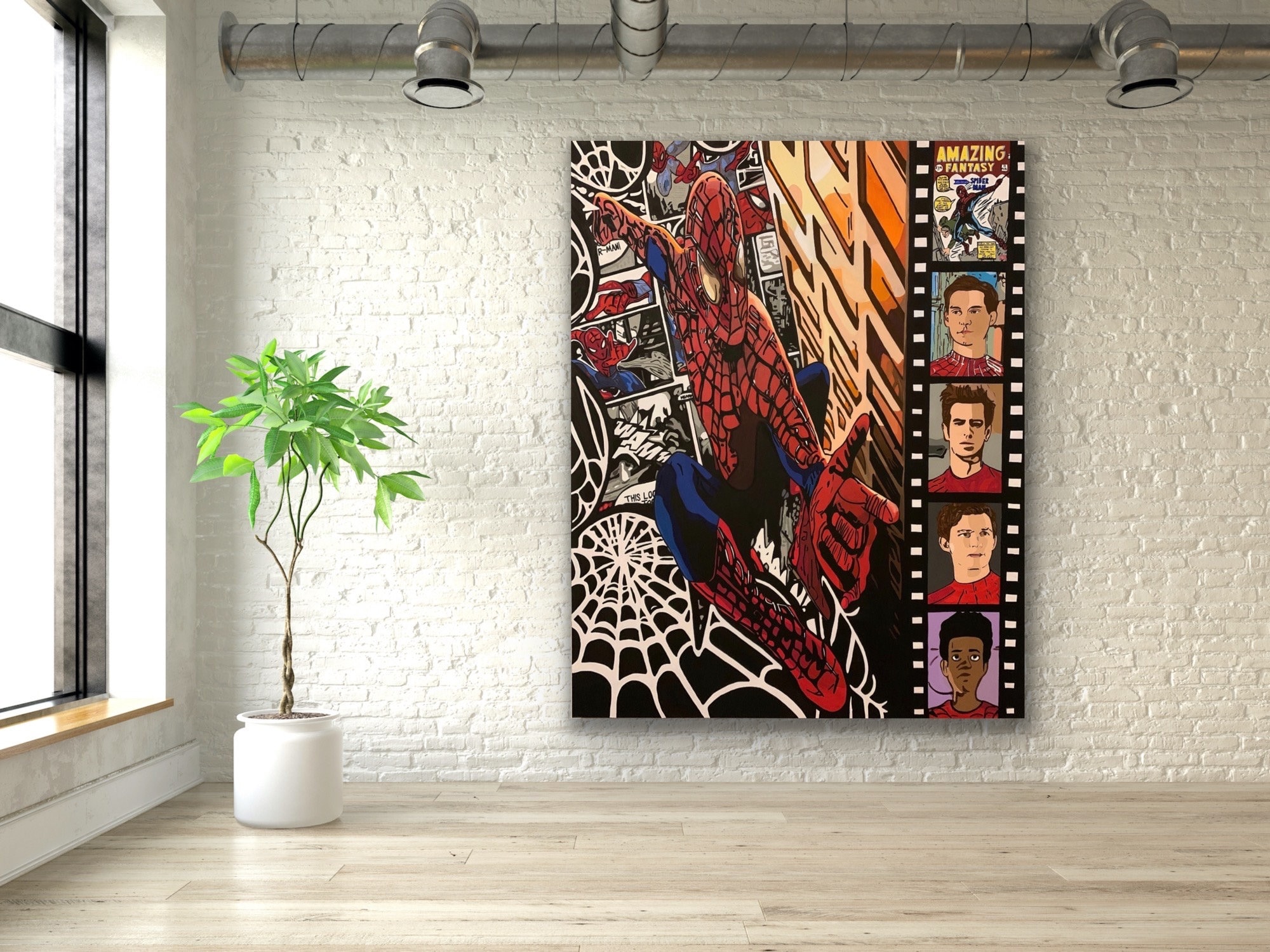 Large 48x60 Canvas Spider-man Original Acrylic Abstract Painting Galery ...