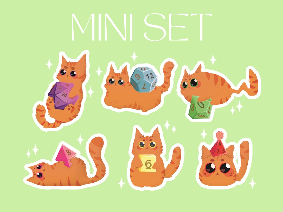 Mini Set Ginger D&D Cats Glossy Stickers // Dnd Dice Cute - Etsy Canada