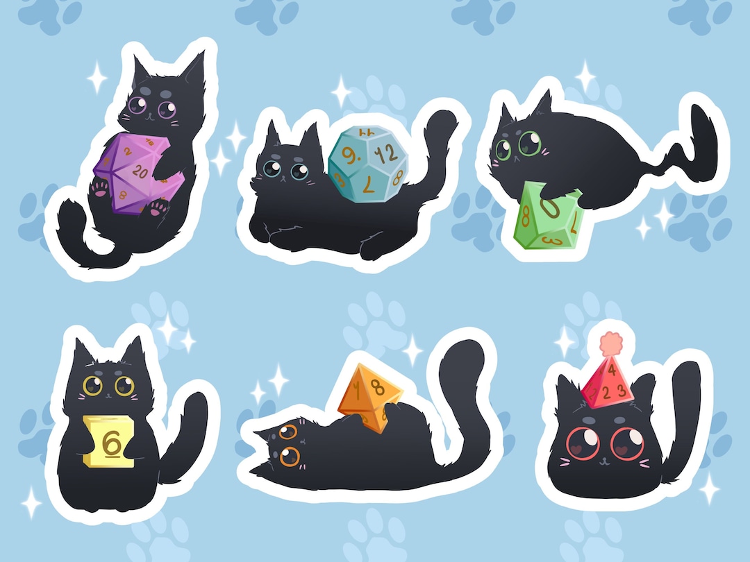 D&D Cats - Glossy Stickers // Dnd, Dice, Cute, Animal, Fantasy, Ttrpg ...