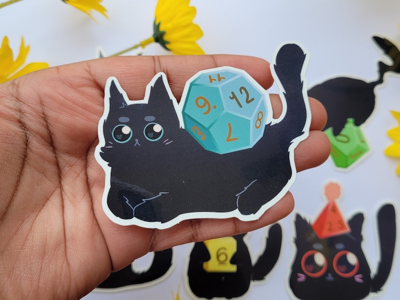 D&D Cats - Glossy Stickers // Dnd, Dice, Cute, Animal, Fantasy, Ttrpg ...